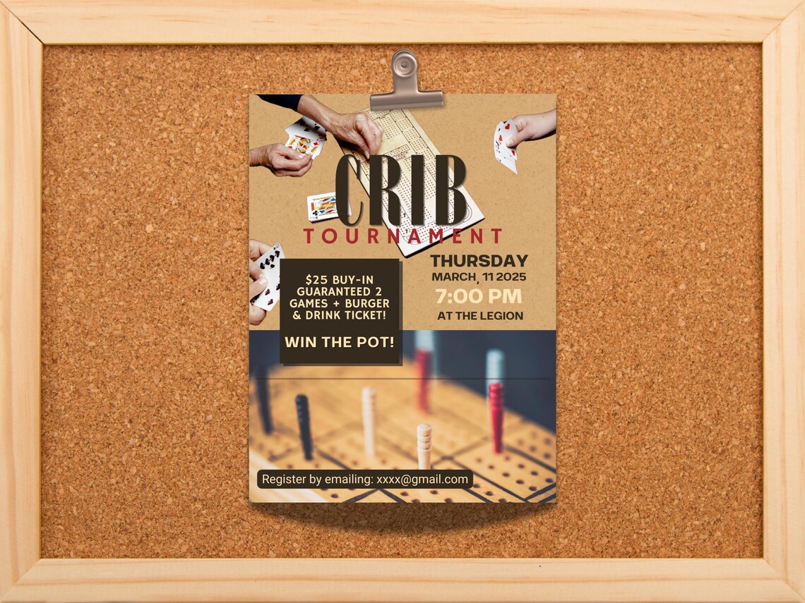 Cribbage Tournament Poster – Custom Printable Poster for Event, Instant ...
