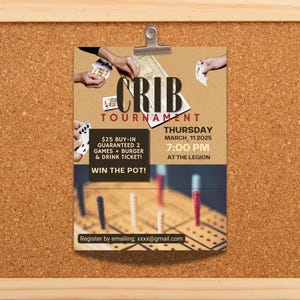 Cribbage Tournament Poster – Custom Printable Poster for Event, Instant ...