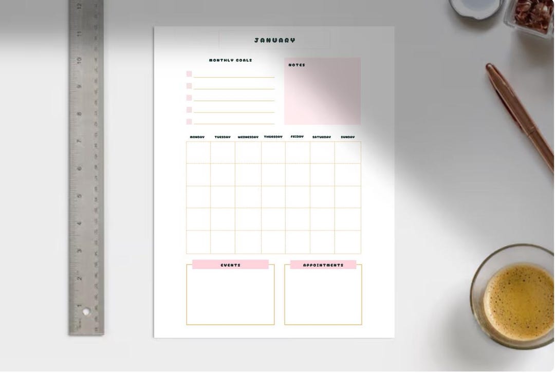 Printable Pastel Color Monthly Planner, Organizer, Tracker, Monthly ...
