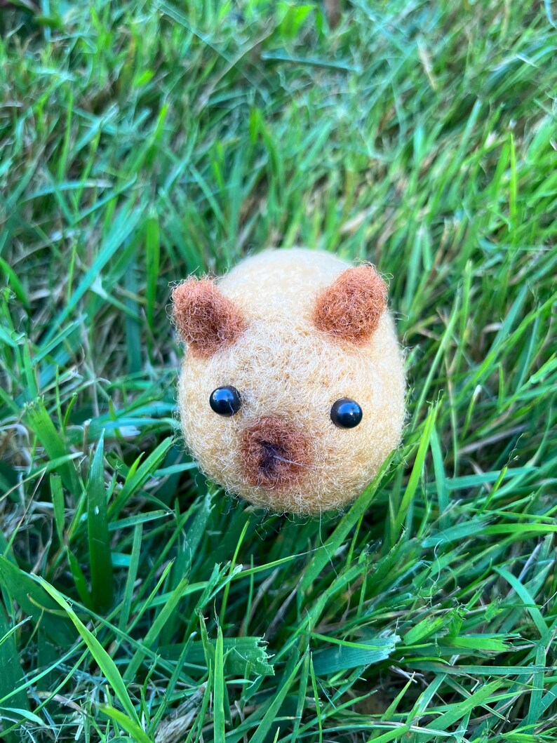 Needle Felted Capybara Figurine: Miniature Wool Animal With Tiny Apple ...