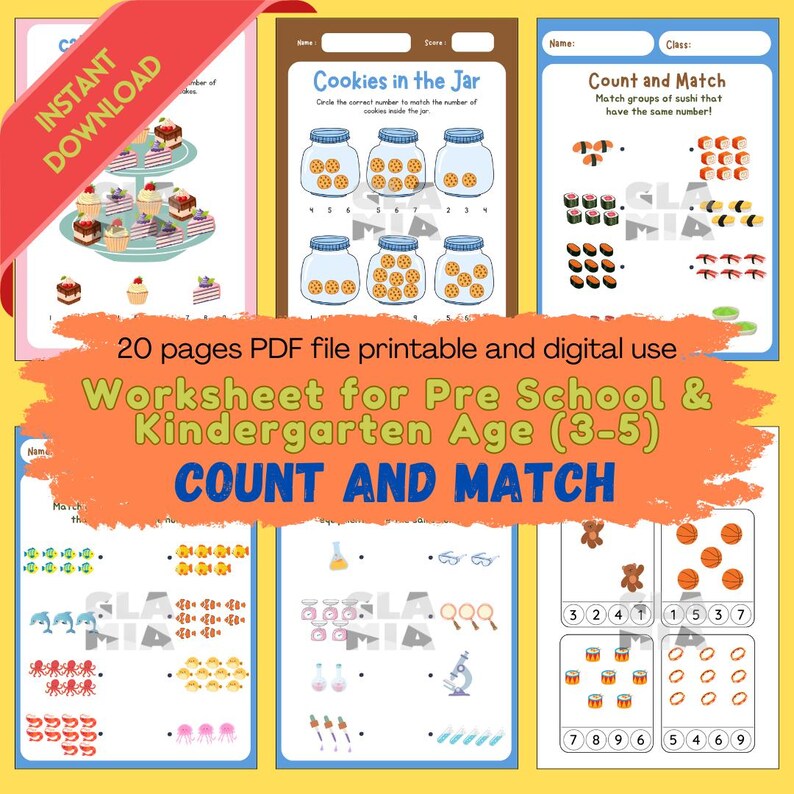 Interactive Learning Fun for Little Ones: Count and Match Worksheet ...