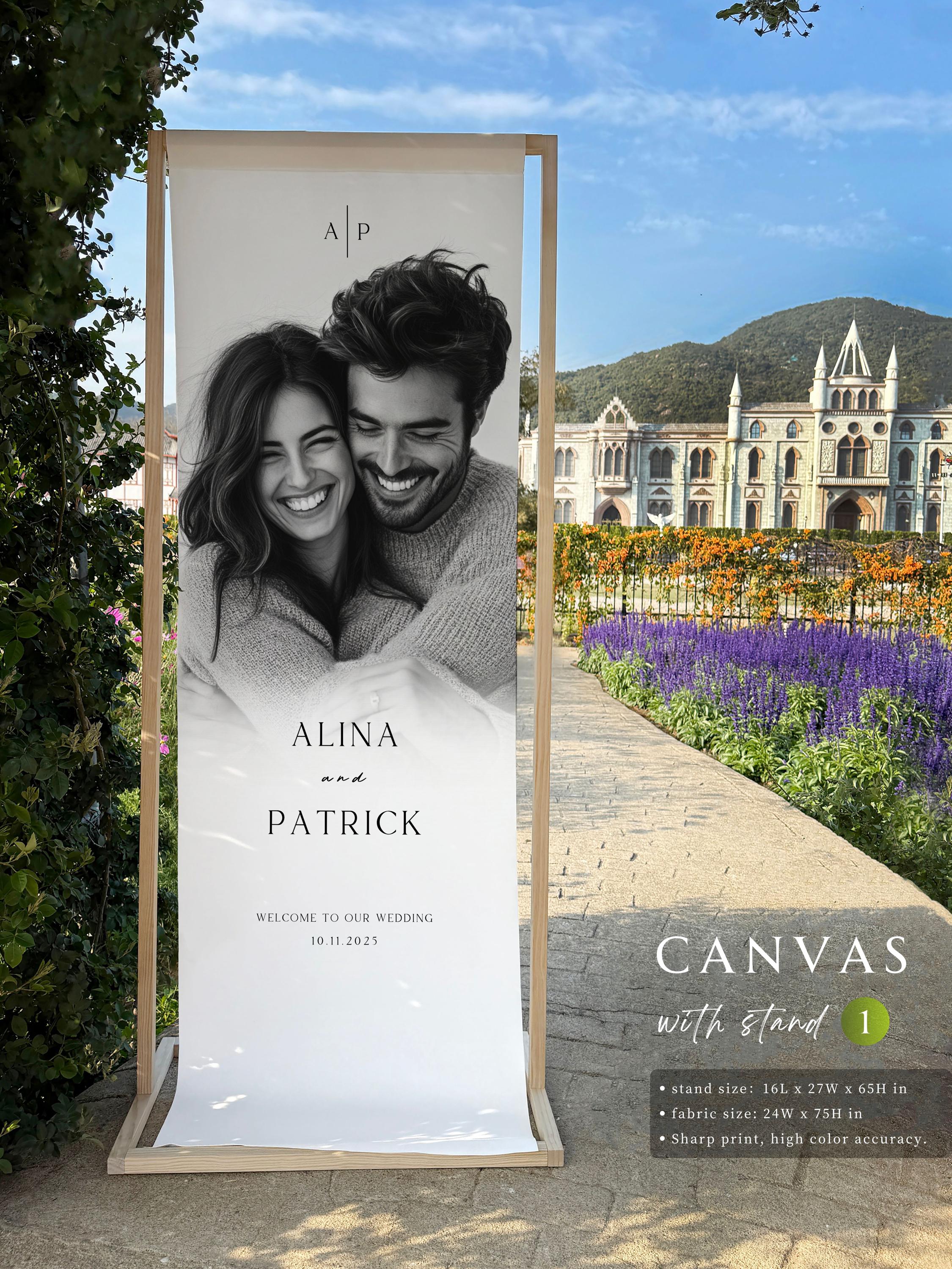 Linen Photo Wedding Sign, Custom Ceremony Entrance Sign, Fabric Wedding ...