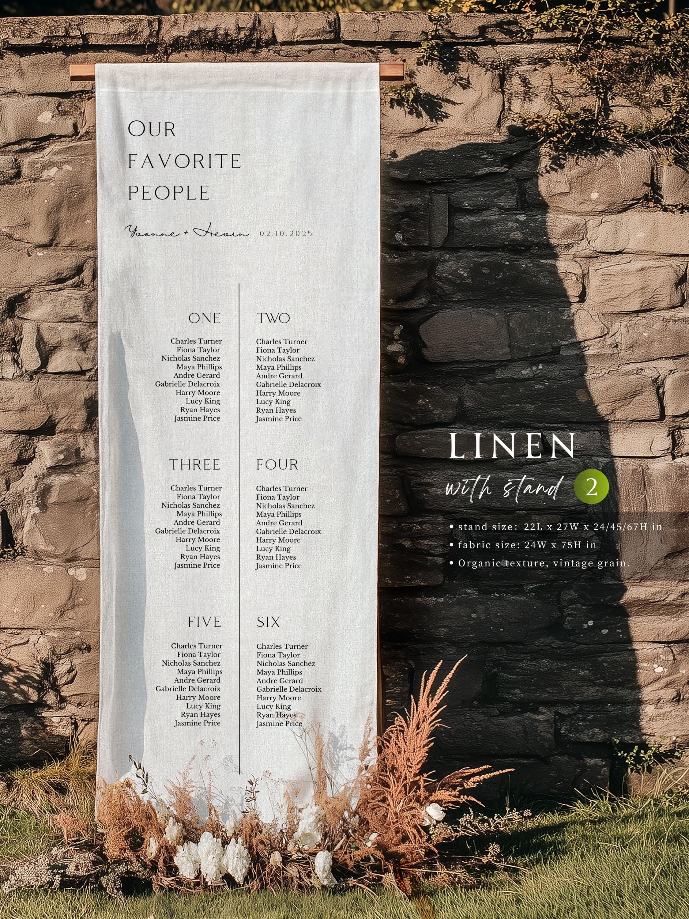 Rustic Wedding Seating Chart, Organic Fabric Seating Plan With Linen ...