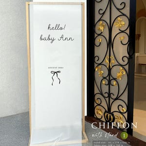 Linen Baby Shower Sign, White Welcome Sign, Chiffon Fabric Shower ...