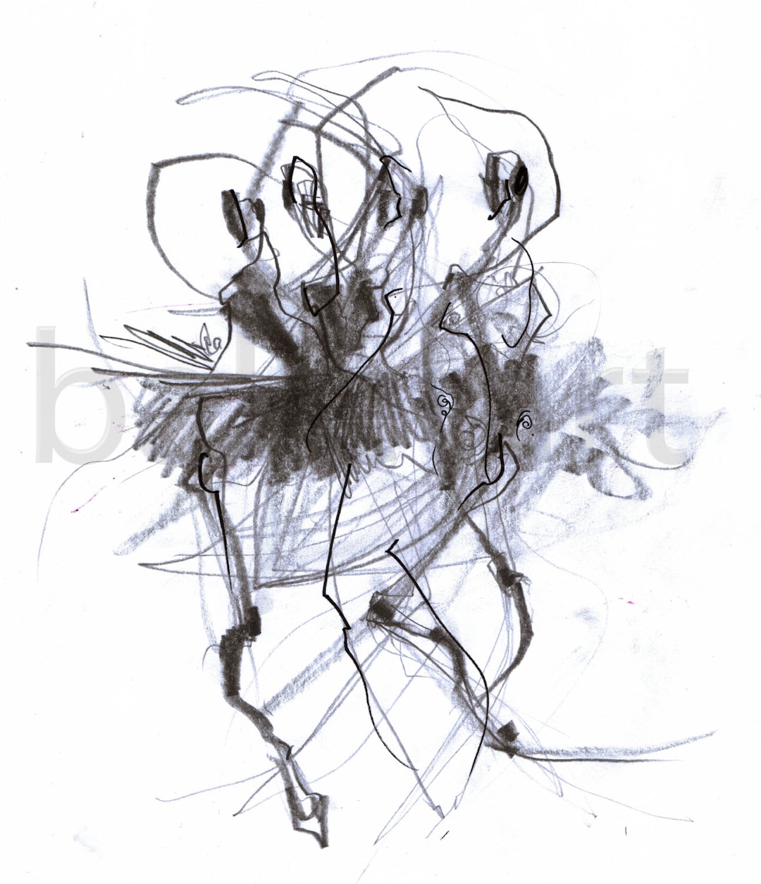Dance Wall Art, Ballet Art, Abstract Art Print, Pencil Drawing, Black ...