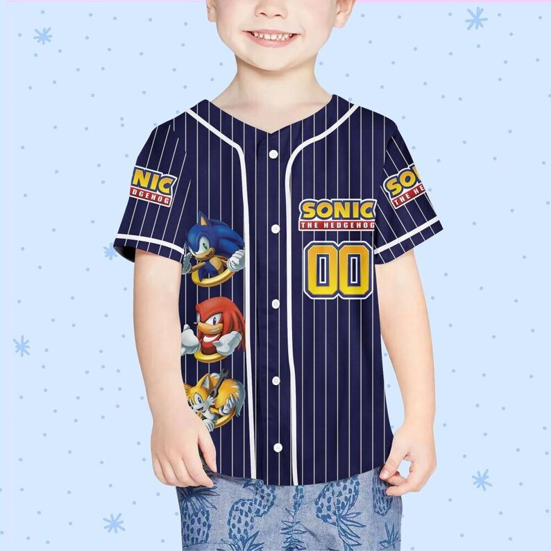 Personalize Sonic the Hedgehog Navy Stripped, Custom Sonic Jersey ...