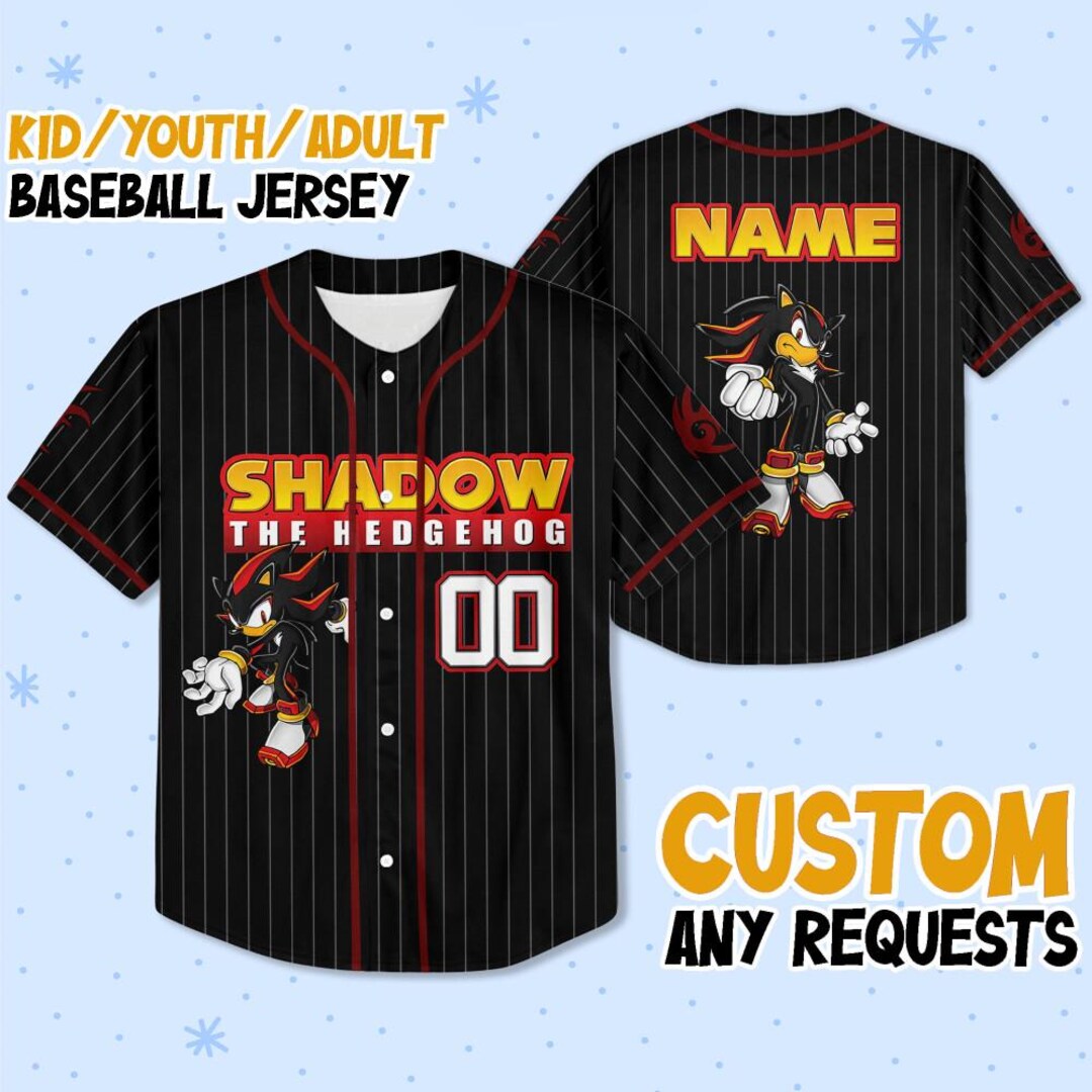 Personalize Sonic Shadow Baseball Jersey, Shadow the Hedgehog Shirt ...