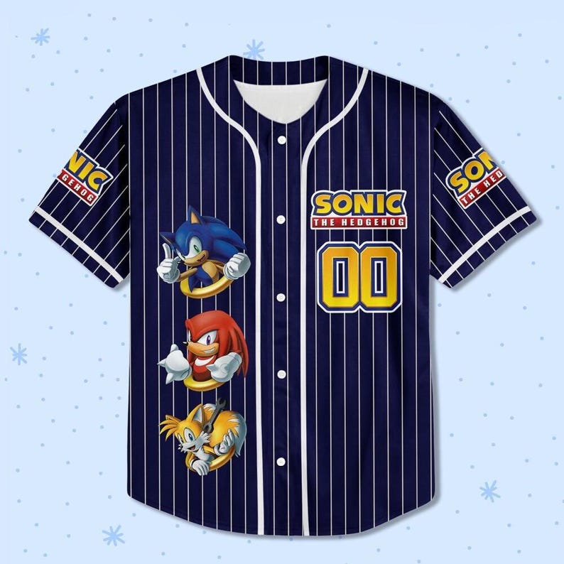 Personalize Sonic the Hedgehog Navy Stripped, Custom Sonic Jersey ...