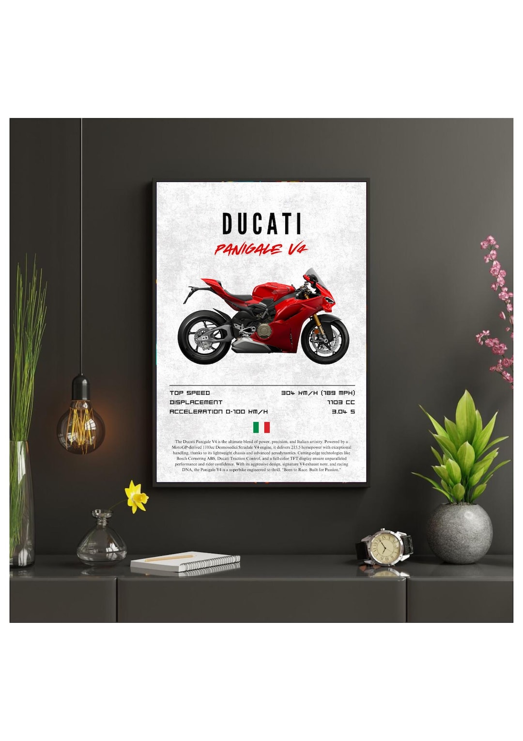 Ducati Panigale V4 Poster Sport Bike Poster Premium Motorcycle Wall Art ...