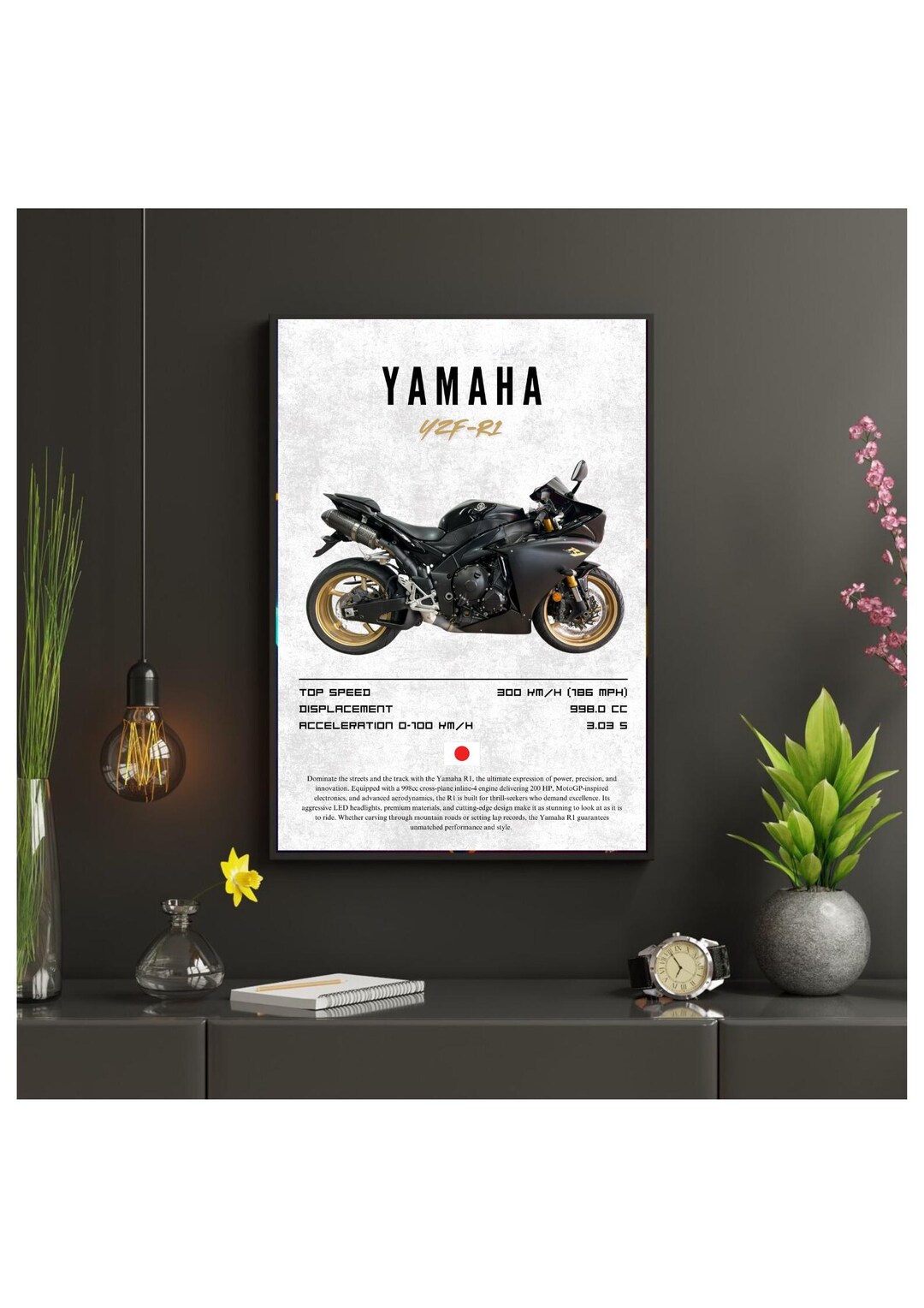 Yamaha YZF-R1 Poster | Motorcycle Room Decoration | Racing | Bikes ...