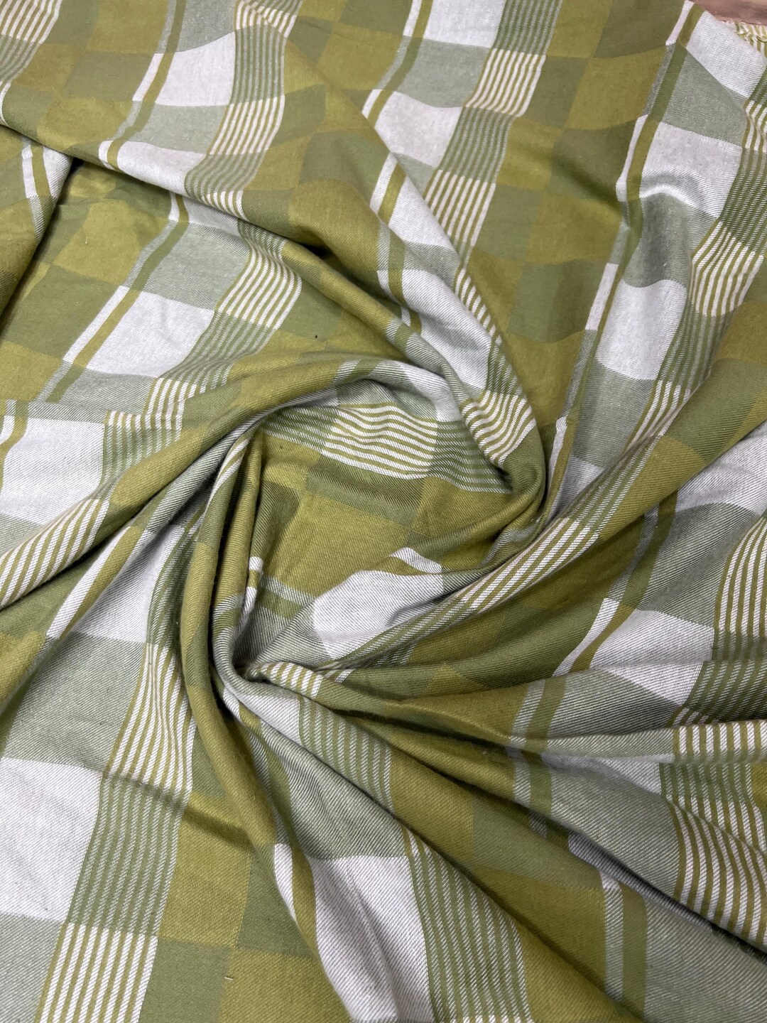Brushed Check Fabric, Flannel Fabric, Apparel Fabric, Green Colour Chek ...