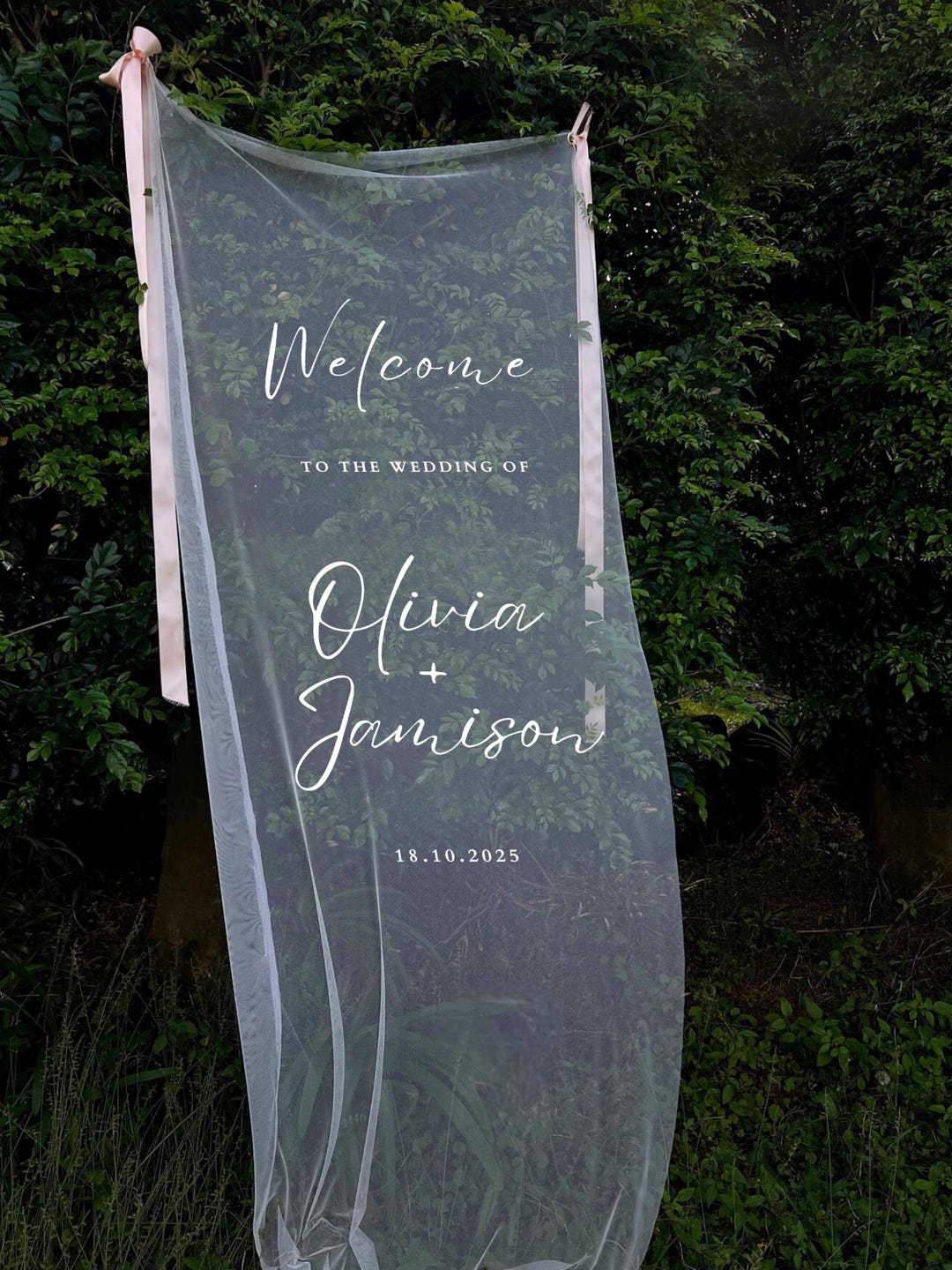 Sheer Wedding Sign, Romantic Wedding Sign, Wedding Backdrop, Voile ...