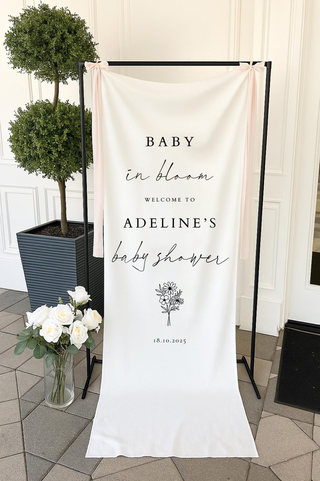 Baby in Bloom Sign, Baby in Bloom Sign With Ribbon, Modern Baby in ...