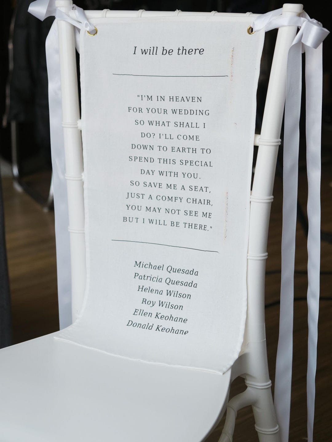 Custom Memorial Wedding Sign, Reserved Wedding Memorial Chair Sign ...