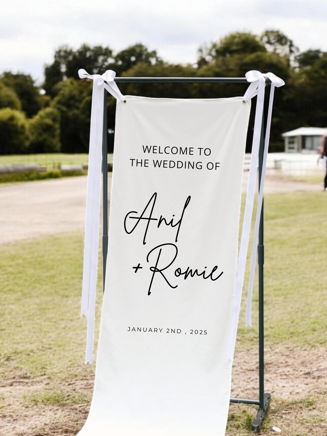 Custom Linen Wedding Welcome Sign, Fabric Wedding Sign, Personalised ...