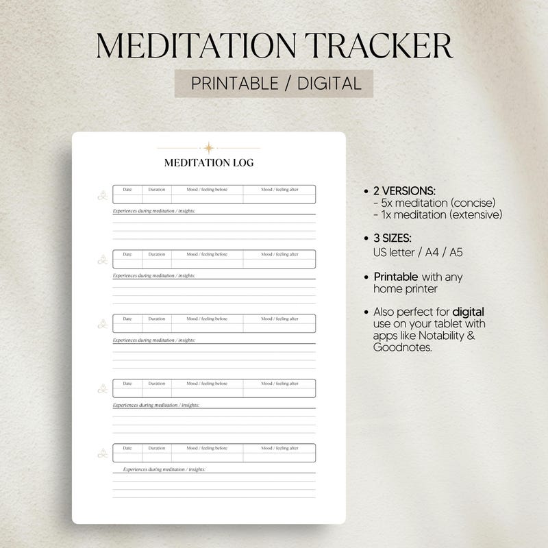 Meditation Tracker Printable - Etsy