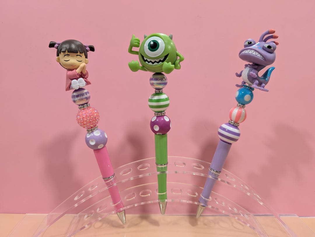 RARE Monsters Inc Beaded Pens, Boo, Mikey, and Randall! Bring Fun and ...