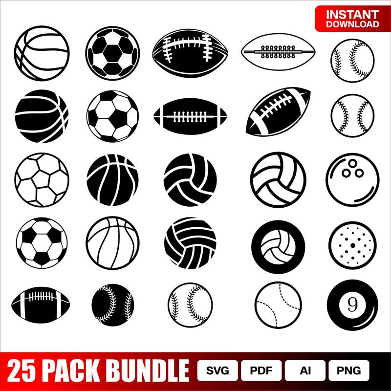 Sports Balls Svg - Etsy