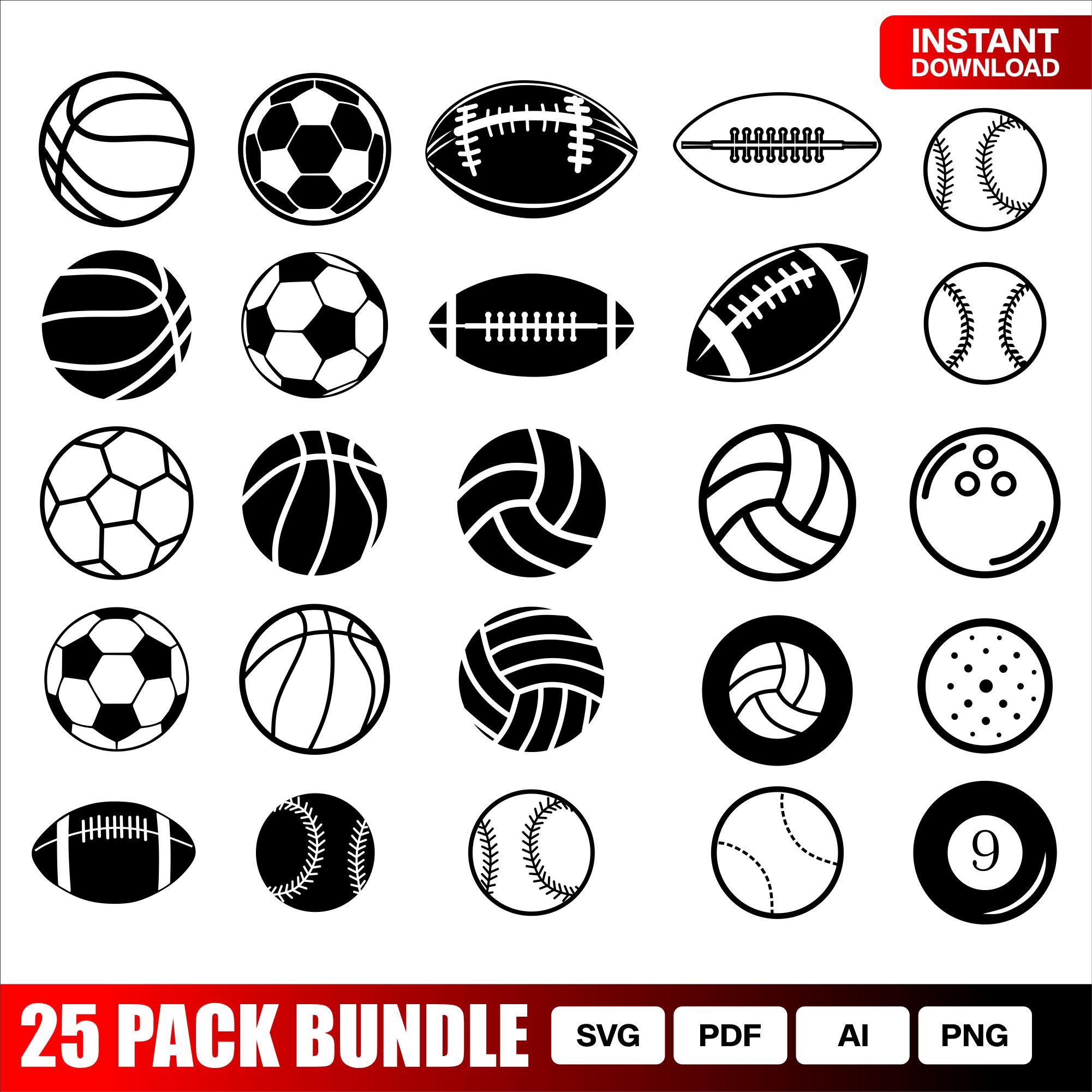 SPORTS BALLS SVG, Sports Balls Bundle Svg, Soccer Ball, Football Ball ...
