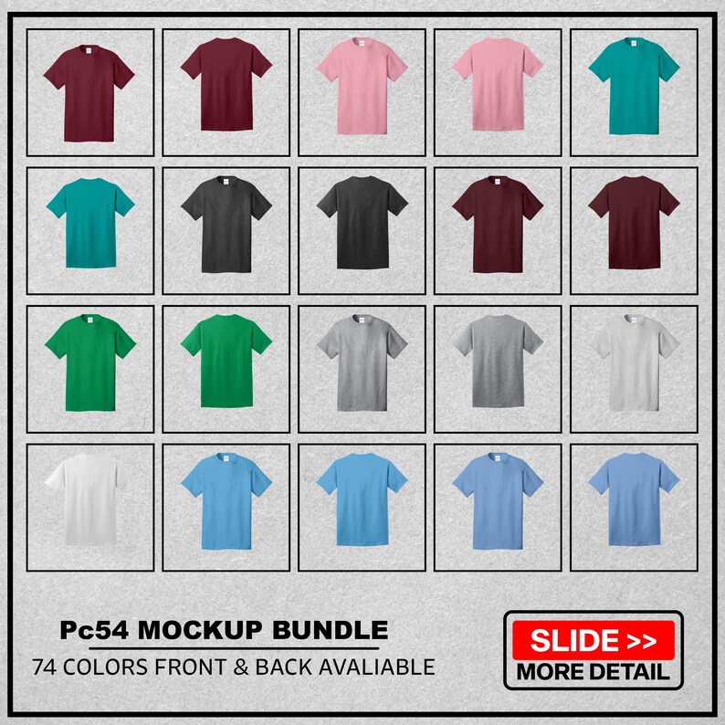 Port Company PC54 Mockup PNG - High-quality Gildan PC54 T-shirt Mockup ...