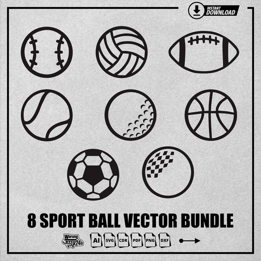 Sports Ball Bundle SVG Files | Football | Volleyball | Basketball ...