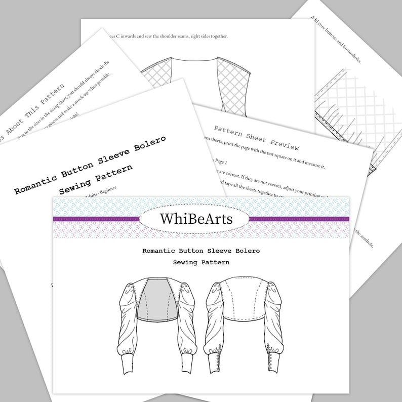 Romantic Bolero With Puff Sleeves and Button Cuffs Adult PDF Sewing ...