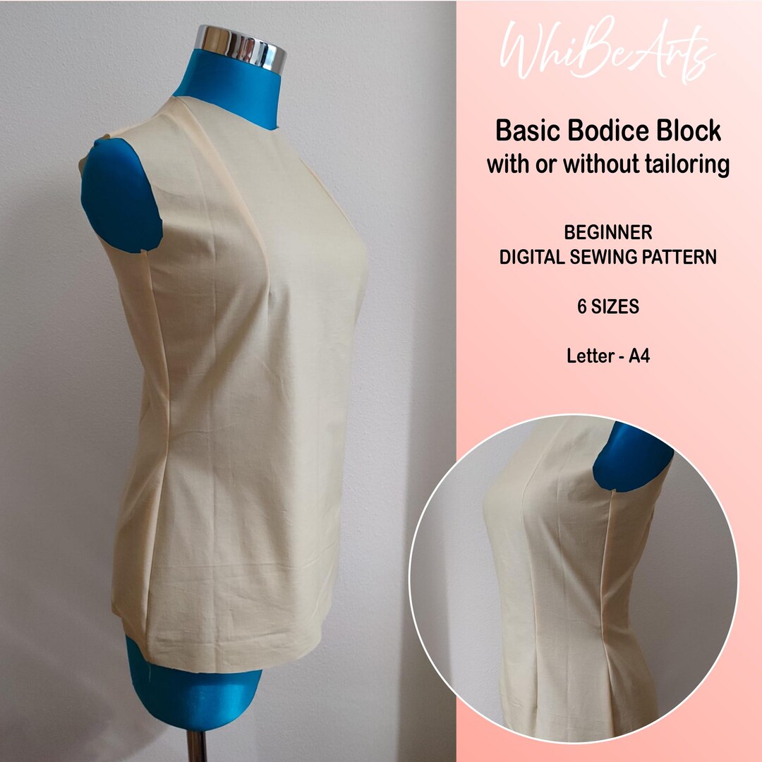 Basic Bodice Block Adult Female PDF Sewing Pattern, 6 Sizes ...