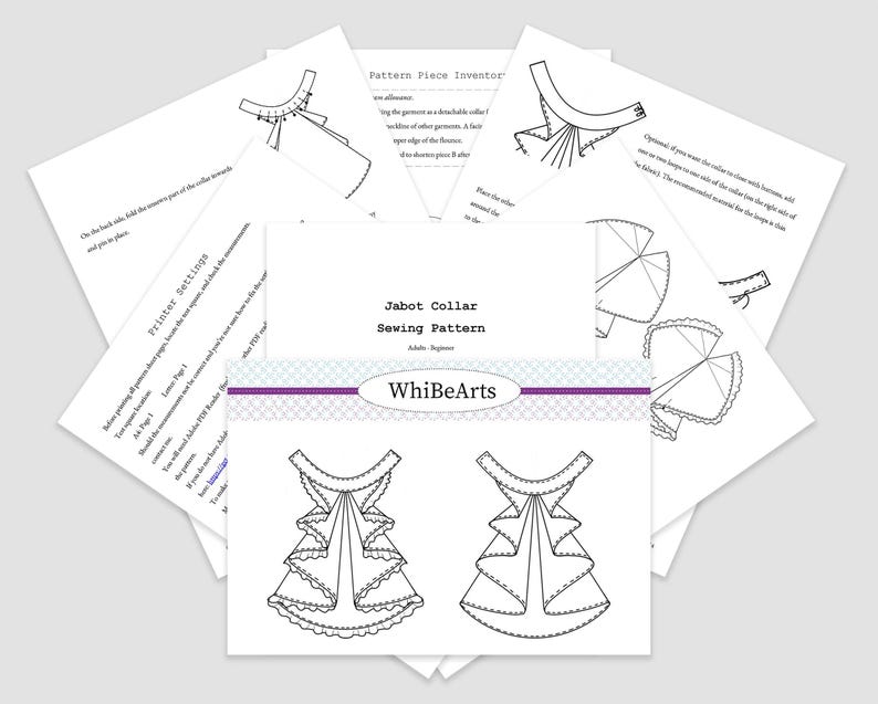Jabot Detachable Collar PDF Sewing Pattern, Fancy Flounced Royal Collar ...