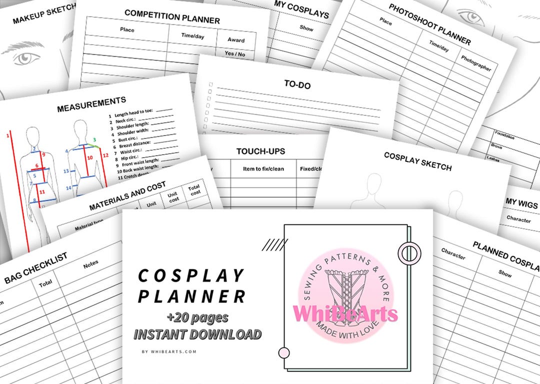 Cosplay Sewing Planner, Male and Female Costume Organizer Journal, 23 ...