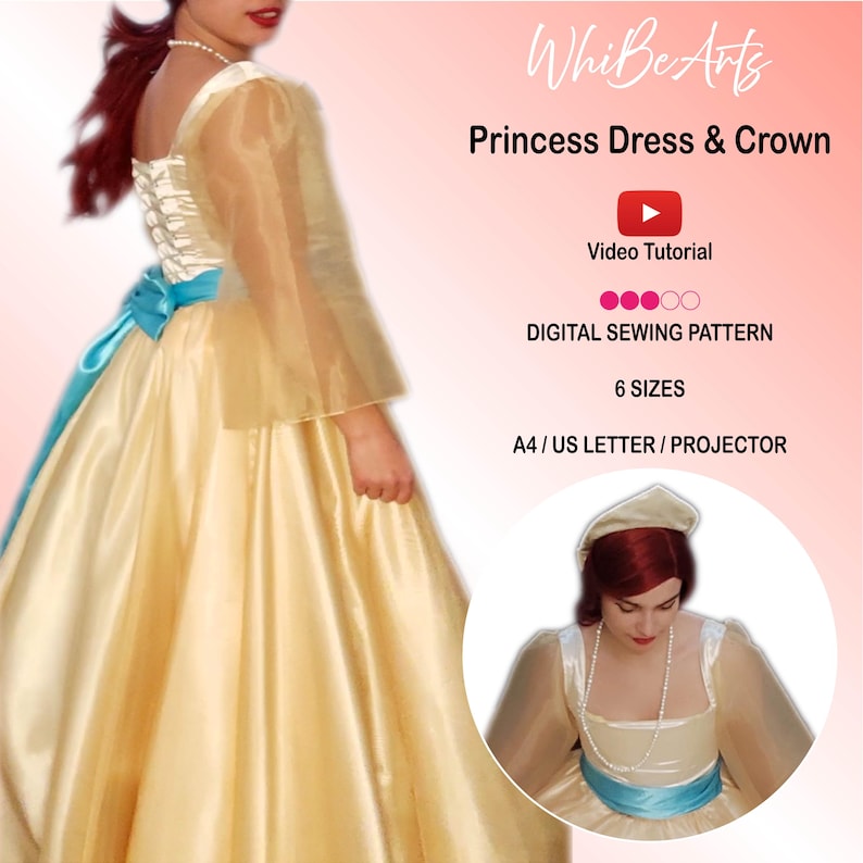 Princess Dress and Crown PDF Sewing Pattern Bundle, Instructions and ...