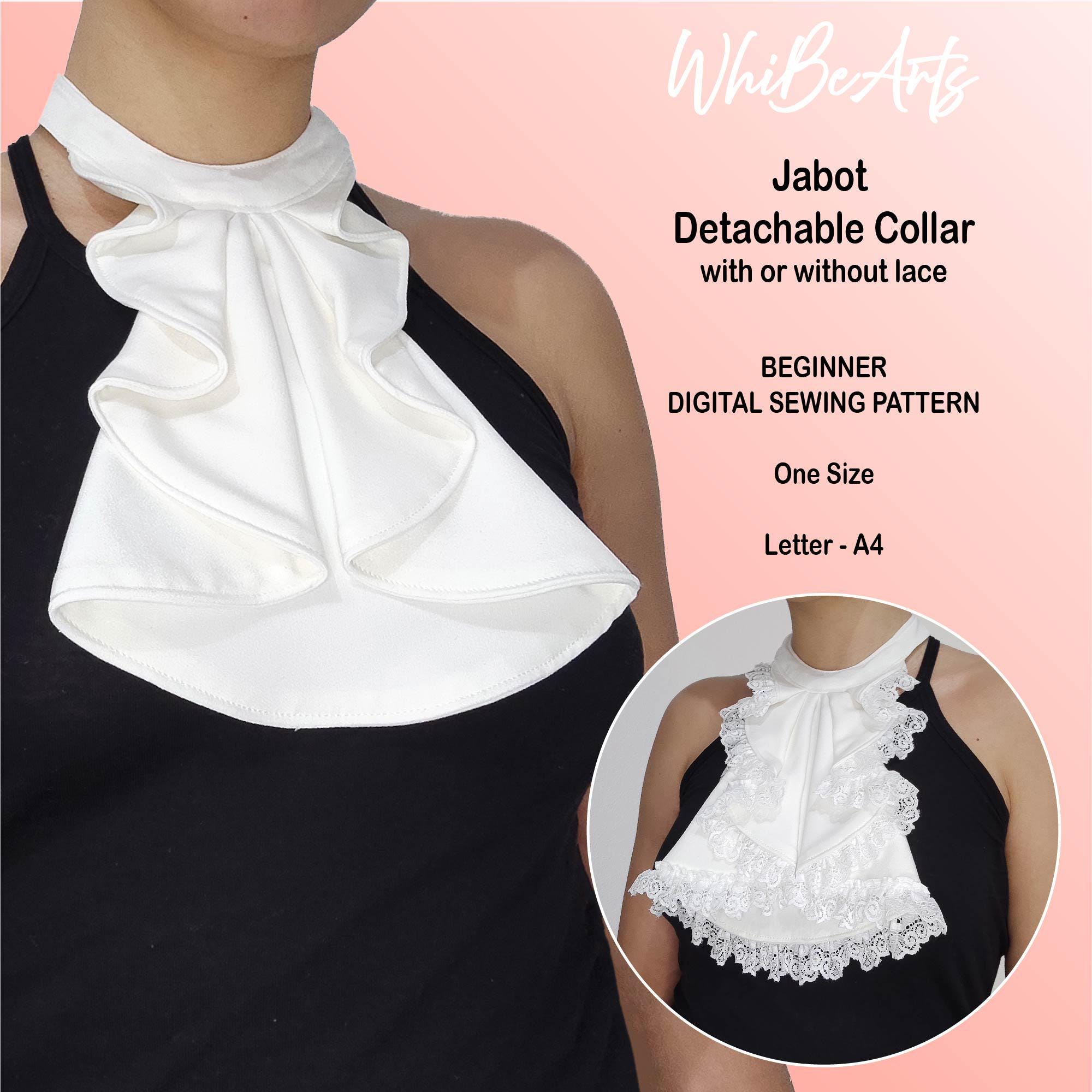 Jabot Detachable Collar PDF Sewing Pattern, Fancy Flounced Royal Collar ...