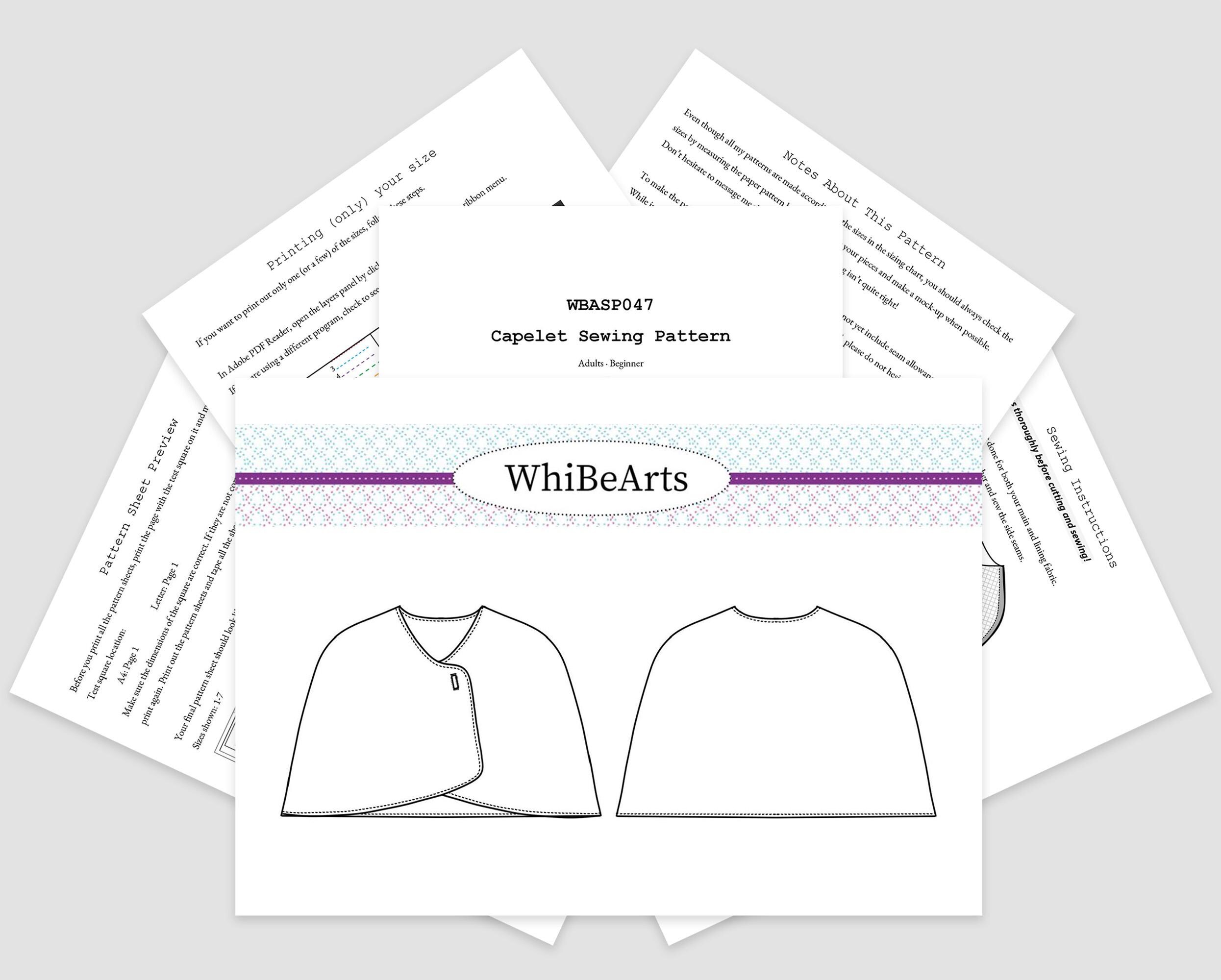 Easy Capelet Adult PDF Sewing Pattern, Short Hoodless Cape, 13 Sizes ...