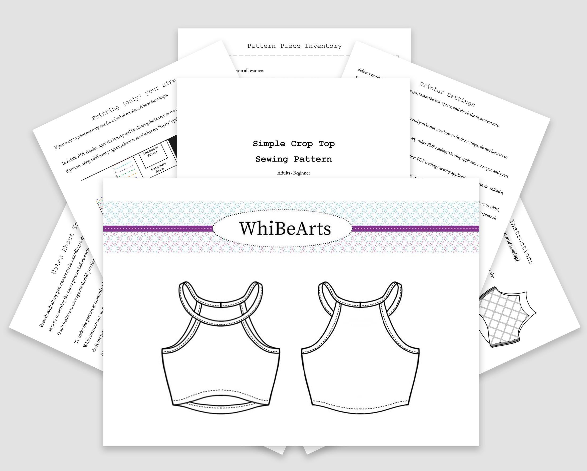 Simple Crop Top With Spaghetti Straps, Beginner Adult Easy PDF Sewing ...