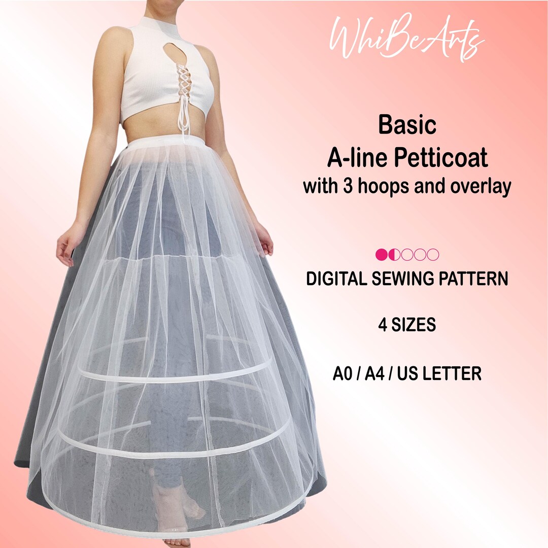 A-line Trapeze Petticoat PDF Sewing Pattern: 3 Hoops and Tulle Overlay ...