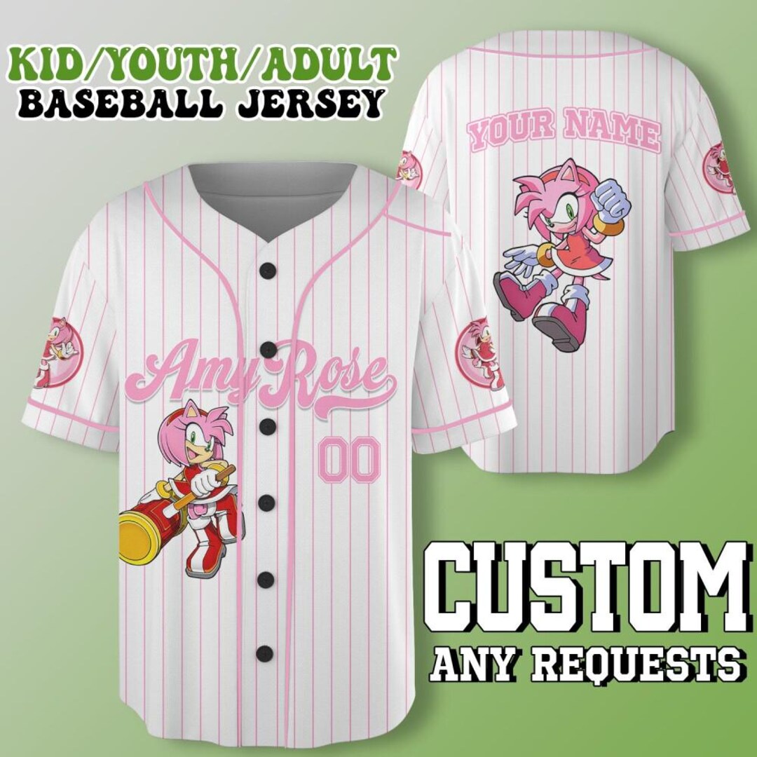 Custom Sonic and Amy Rose Baseball Jersey – Personalized Sonic Birthday ...