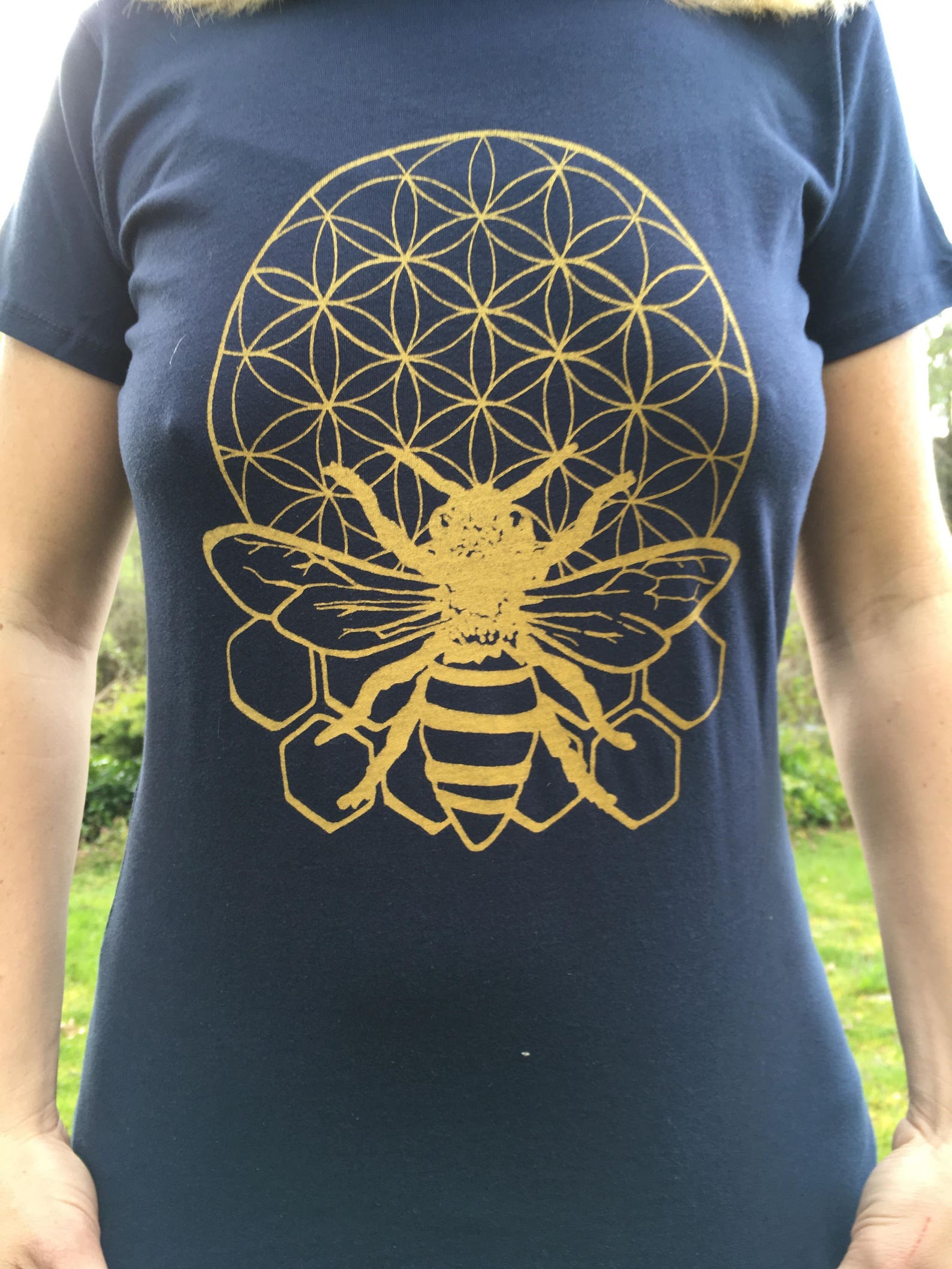 Sacred Bee T Shirt // women's organic // Sacred Geometry | Etsy