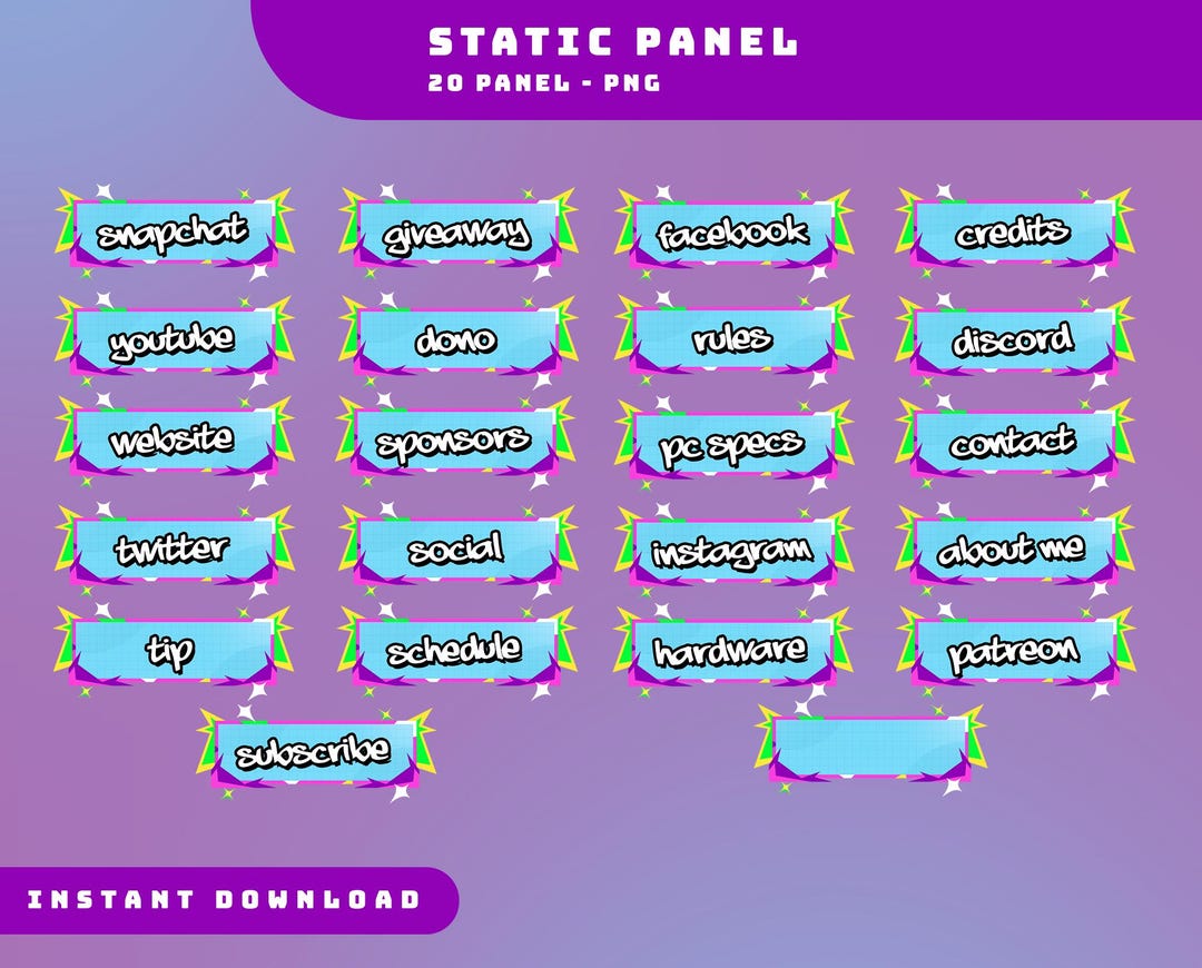 Colorful Static Panel Stream Overlay Package, Rainbow Design Stream ...