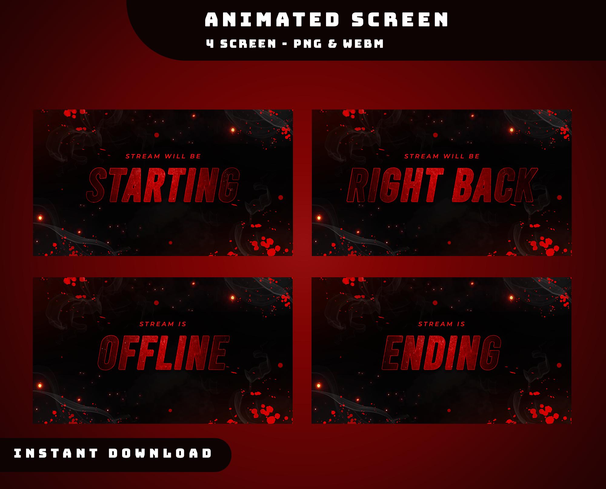 Blood Veil Animated Stream Screen Overlay Package, Crimson Flames ...