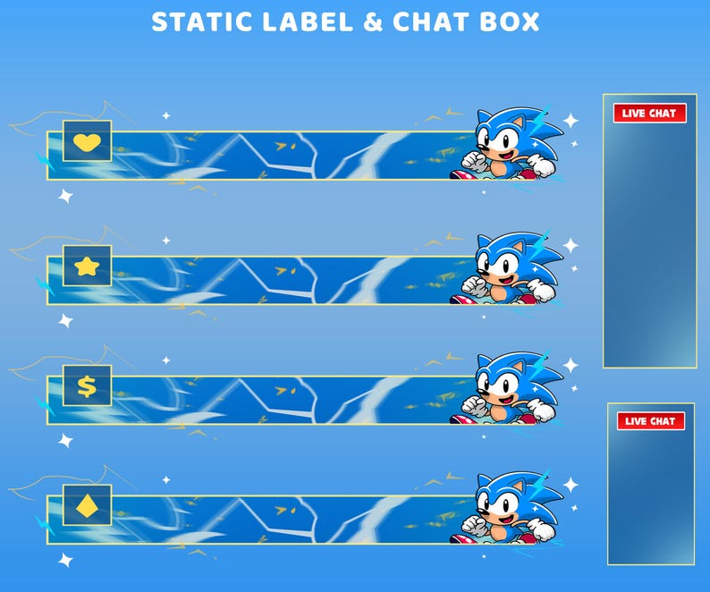 Speed Runner Animated Stream Overlay Package, Blue Theme Stream ...