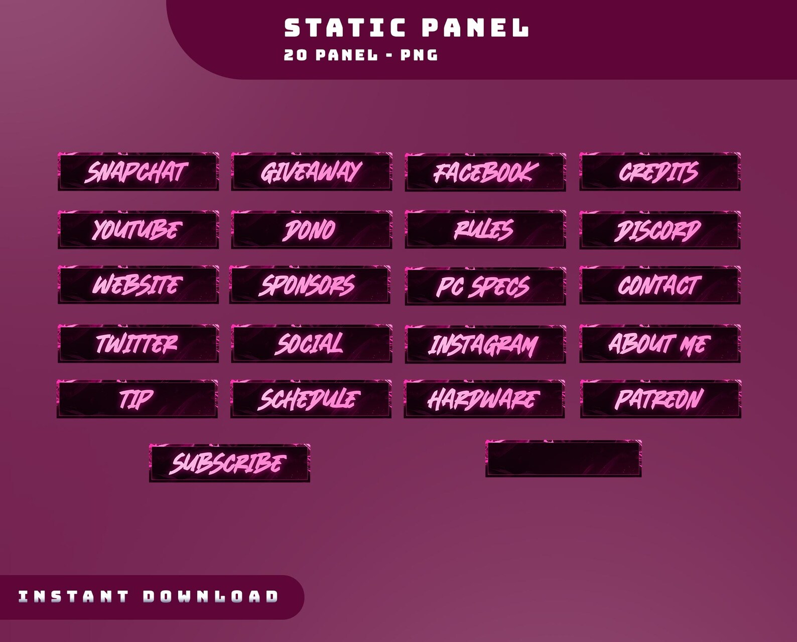 Neon Shards Animated Stream Overlay Package, Neon Pink Stream, Animated ...