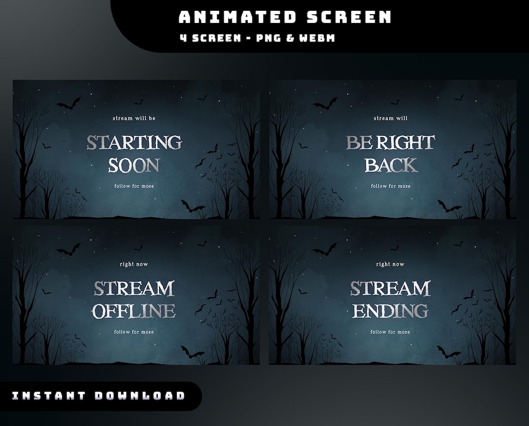 Eerie Nightfall Animated Stream Screen Overlay Package, Horror Stream ...
