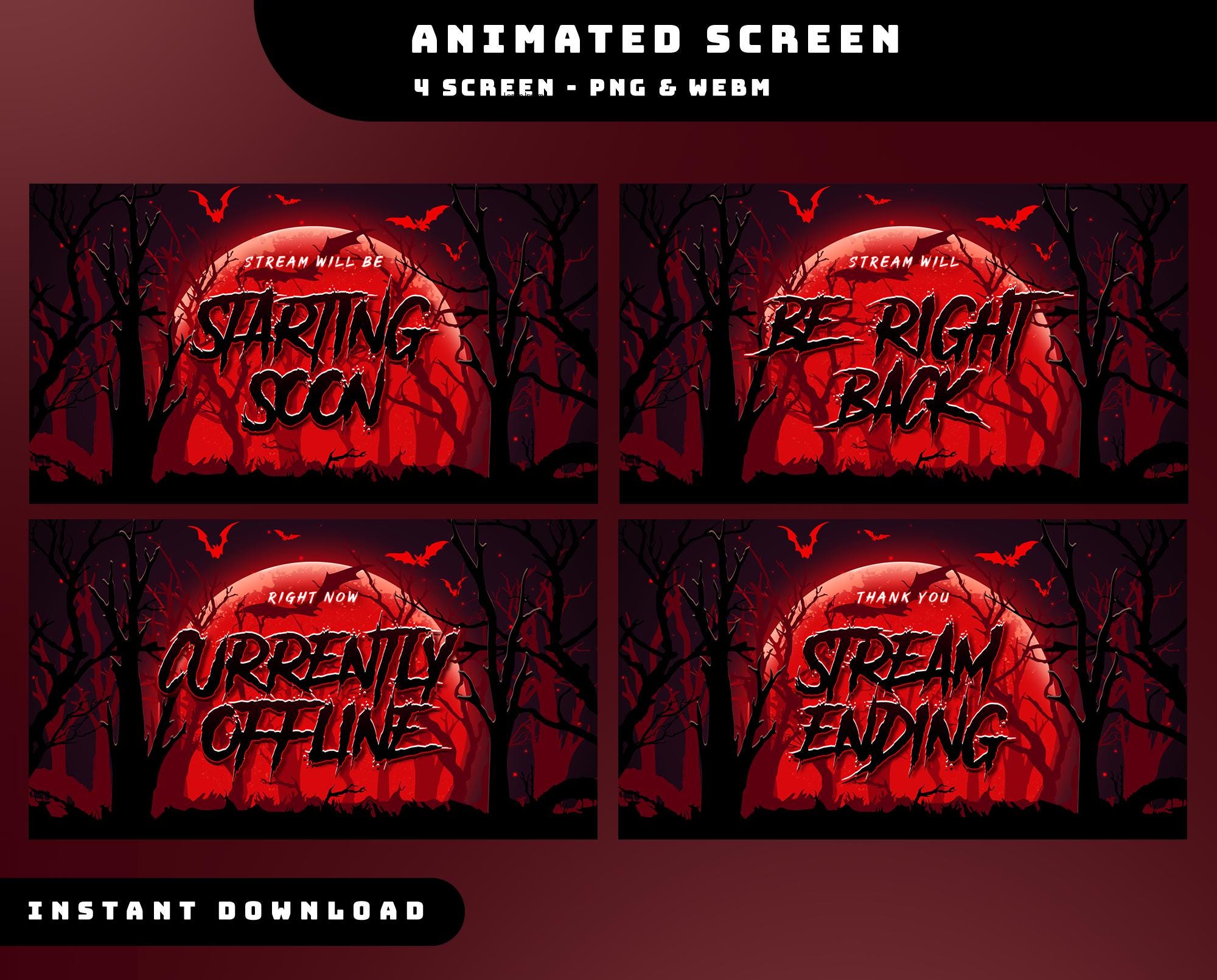 Ghoul Vision Animated Stream Screen Overlay Package, Red and Black ...