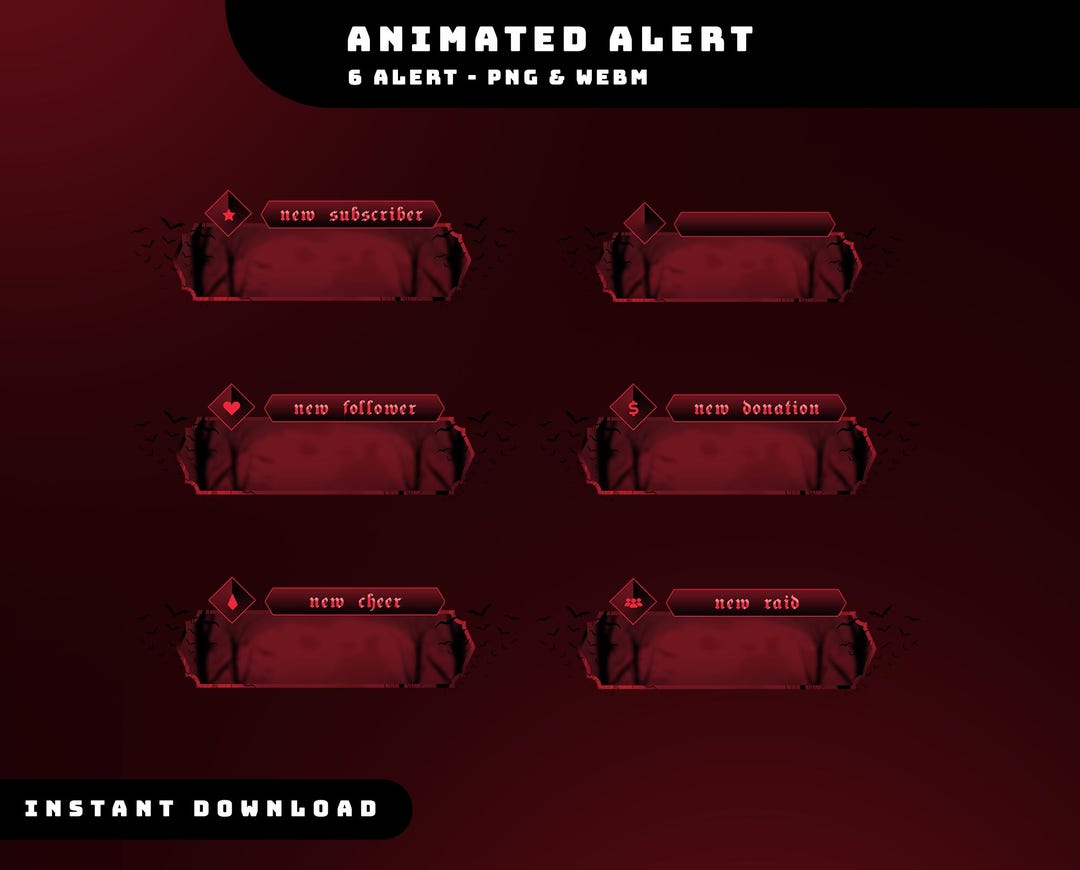 Bloodmoon Forest Animated Stream Alert Overlay Package, Horror Vtuber ...