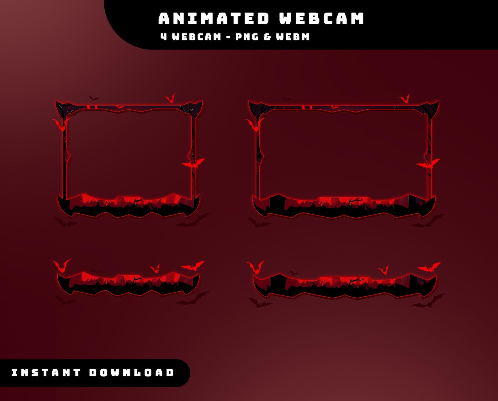 Ghoul Vision Animated Stream Overlay Package, Red Moon Streaming ...