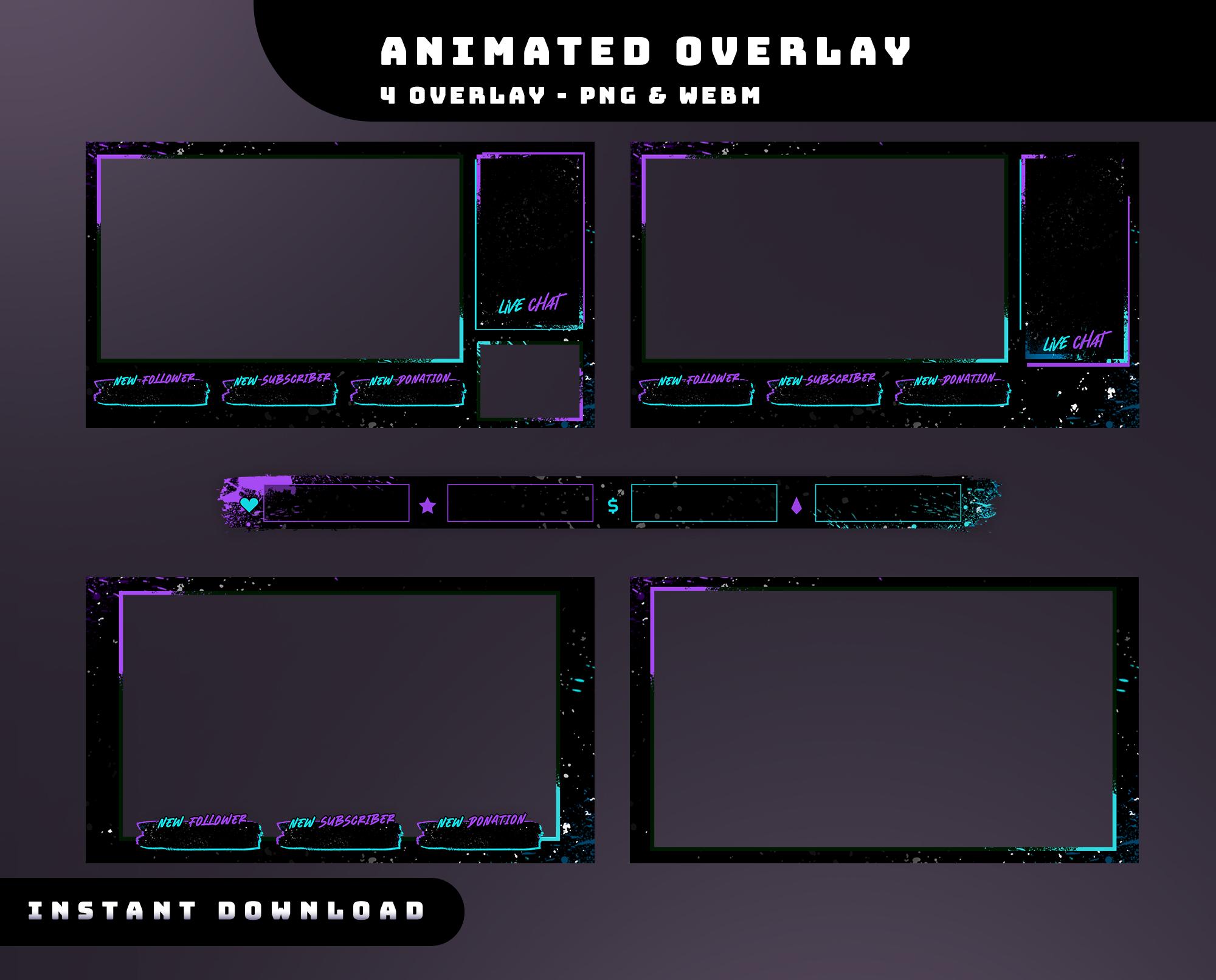 Cryber Splash Animated Stream Overlay Package, Paint Splash Twitch ...