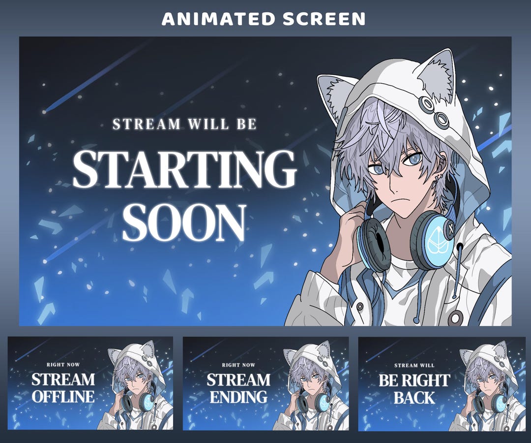 Blue Comet Animated Stream Screen Overlay Package, Cool Anime Aesthetic ...