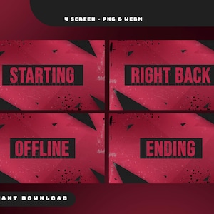Red Bound Animated Stream Screen Overlay Package, Stream Starting Soon ...