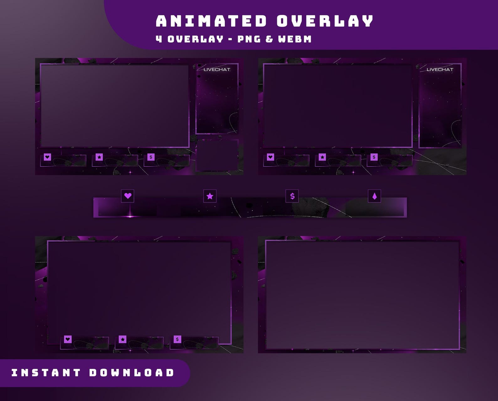 Galaxium Surge Animated Stream Overlay Package, Space Theme Stream ...
