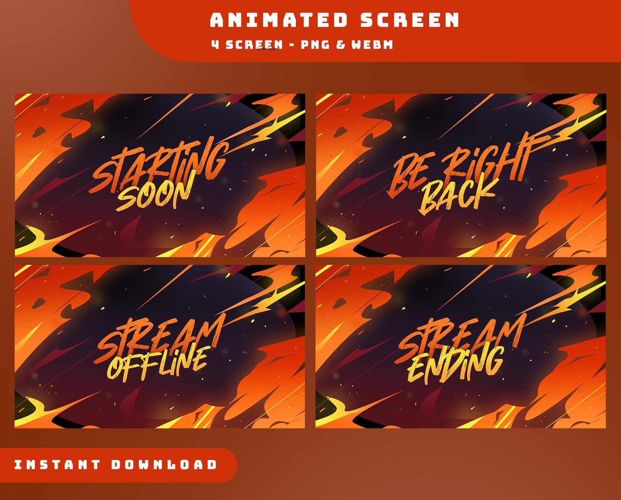 Burning Vortex Animated Stream Overlay Package, Fire Stream Overlay ...