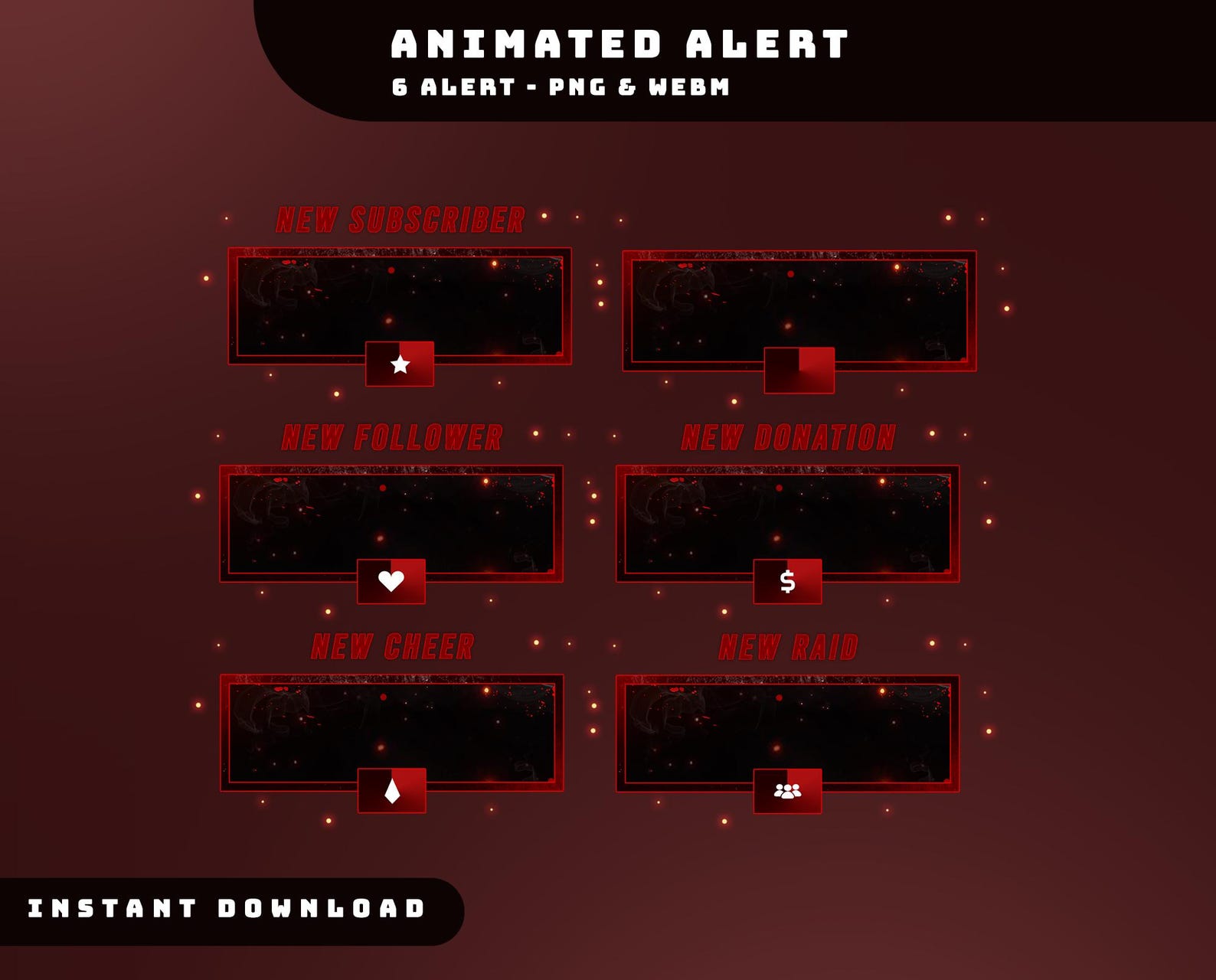 Blood Veil Animated Stream Overlay Package, Crimson Flames Darkness ...